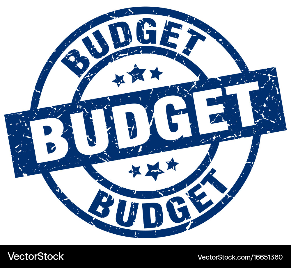 Budget blue round grunge stamp Royalty Free Vector Image