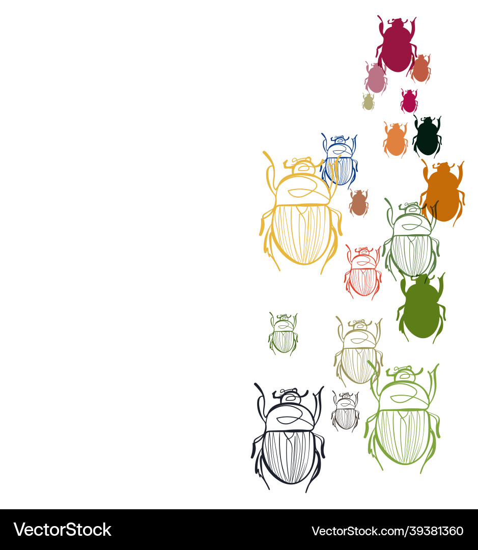 Bug insect line bright colorful card background Vector Image