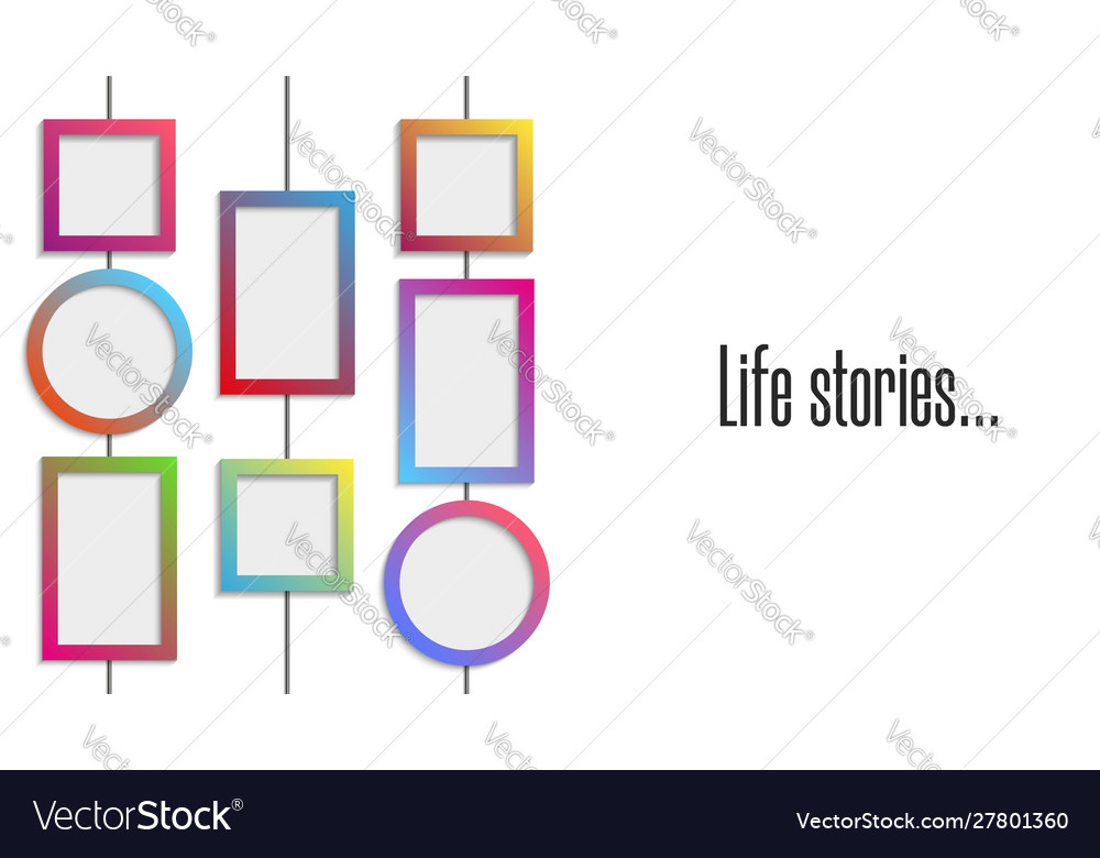 Collage empty gradient colour wall frames Vector Image