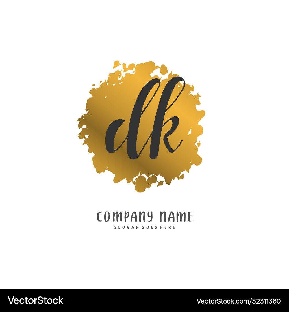 D k dk initial handwriting and signature logo Vector Image