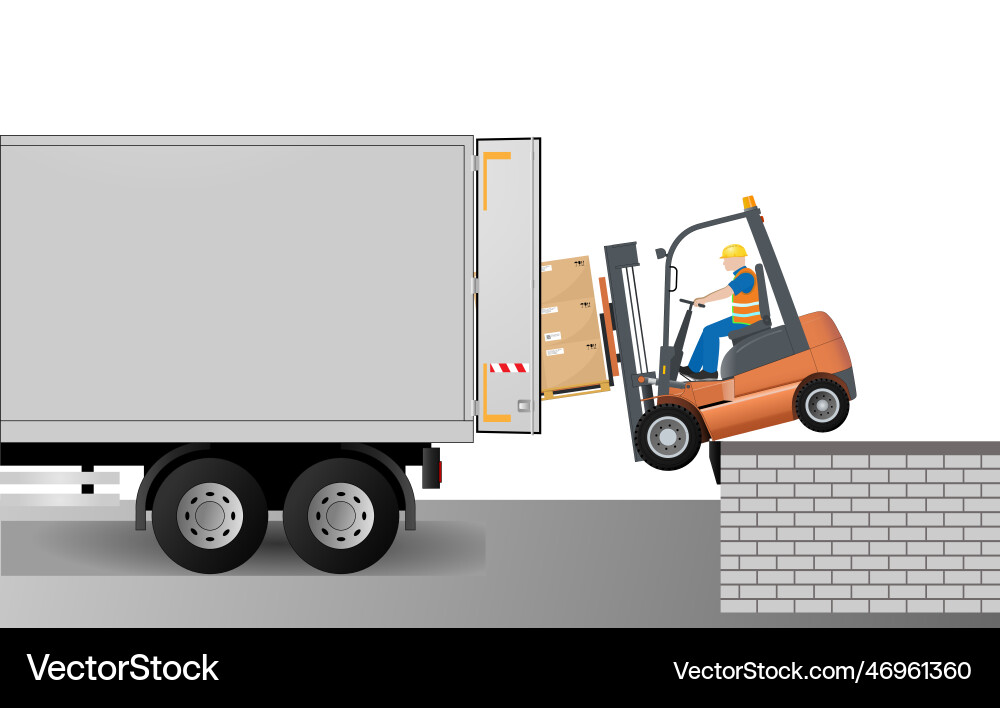 Dangers of working with a forklift fall off Vector Image