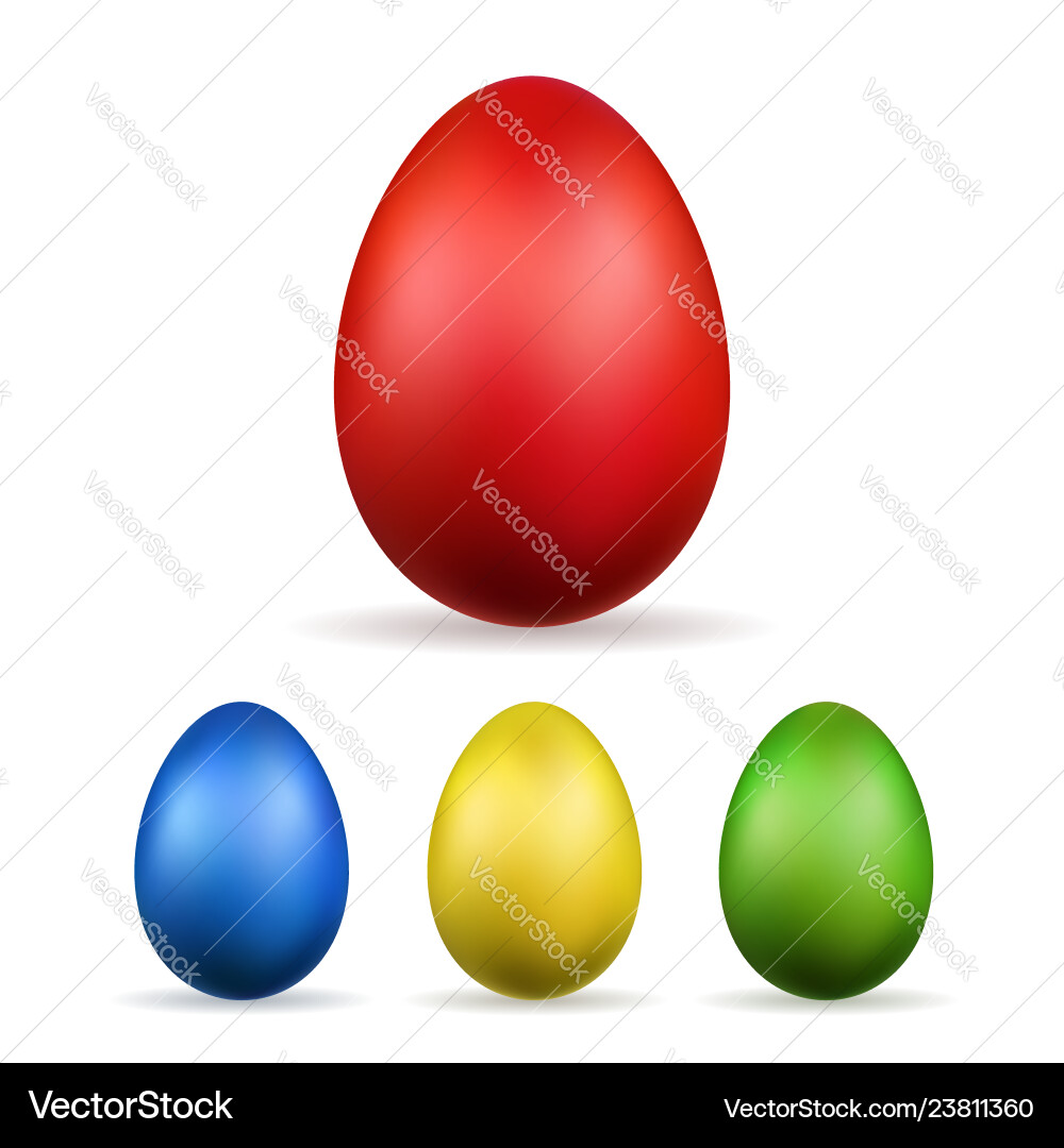 Easter egg 3d icons red color eggs set isolated Vector Image