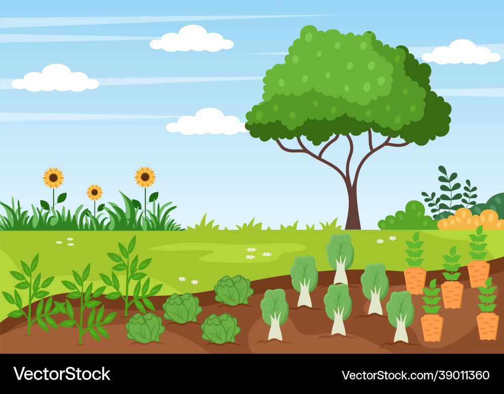 Farm gardener background with a landscape Vector Image