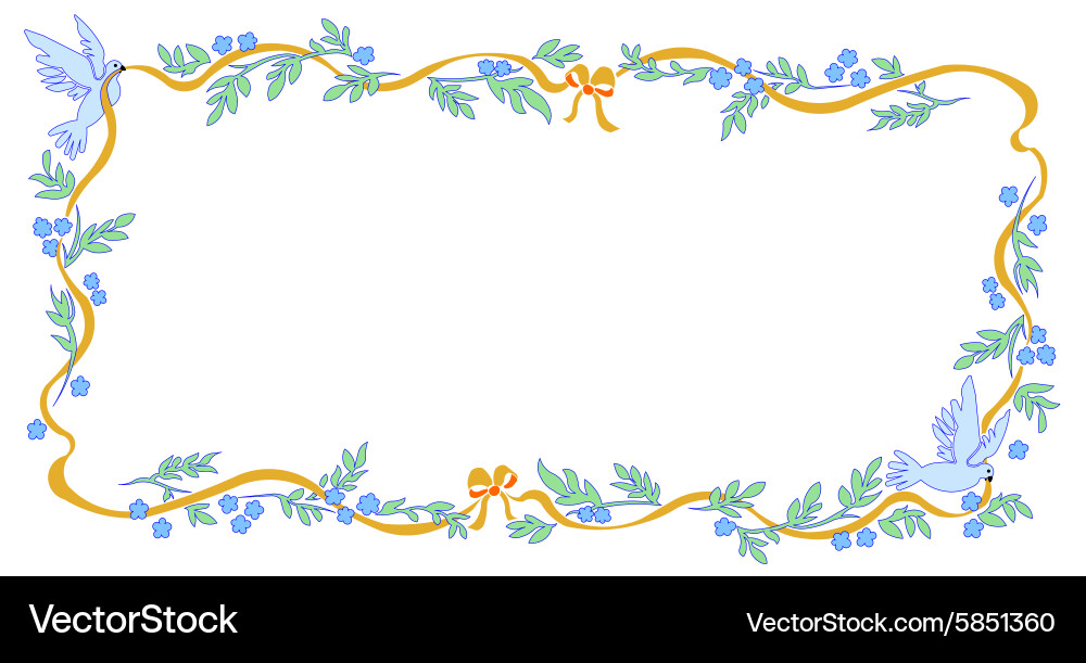 Frame with dove and ribbon Royalty Free Vector Image