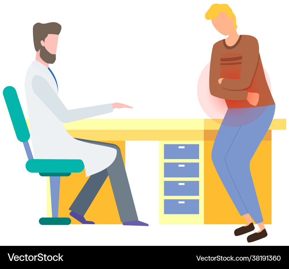 Gastroenterologist consults patient Royalty Free Vector