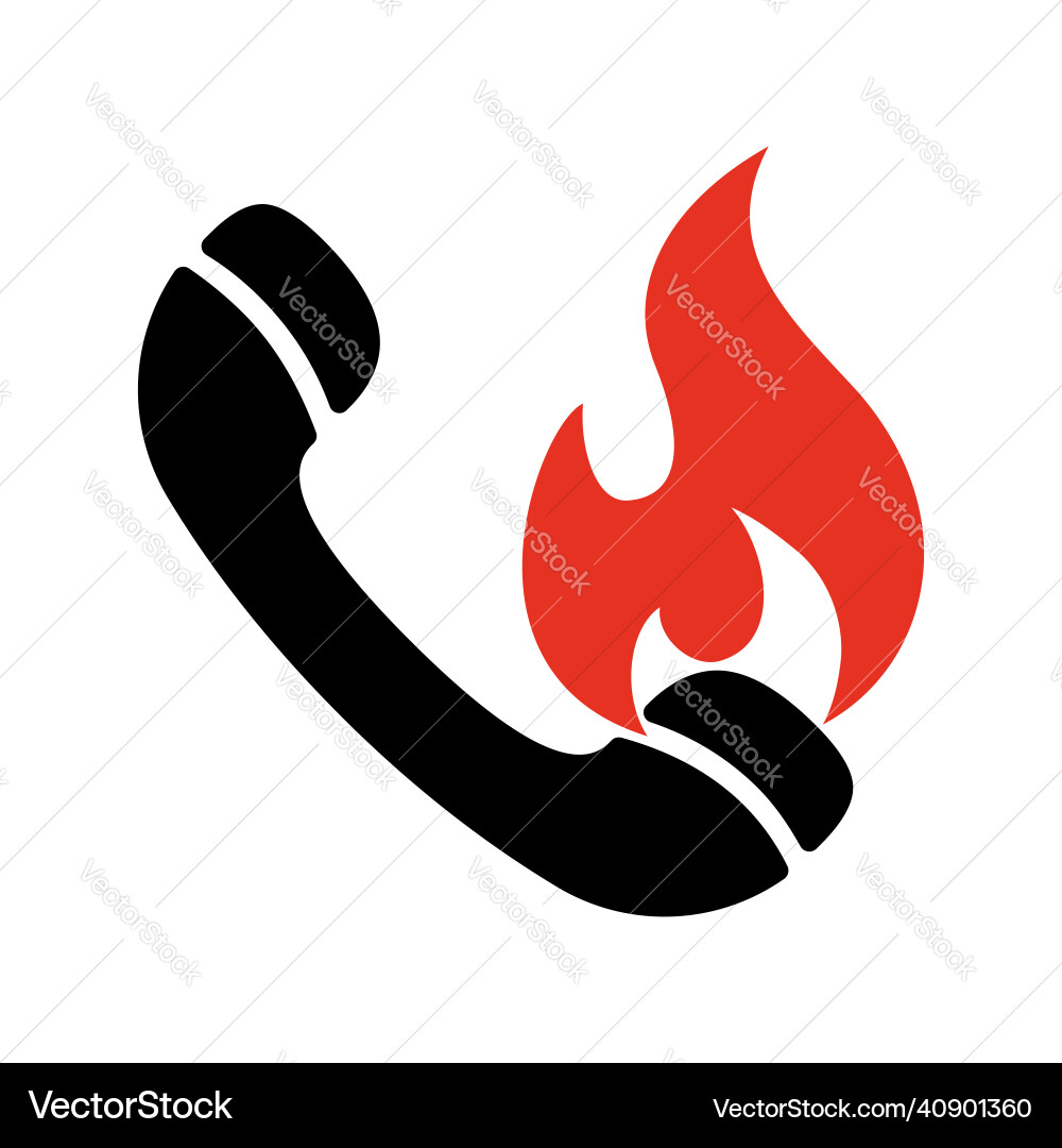 Hot line icon hotline icon handset with fire Vector Image