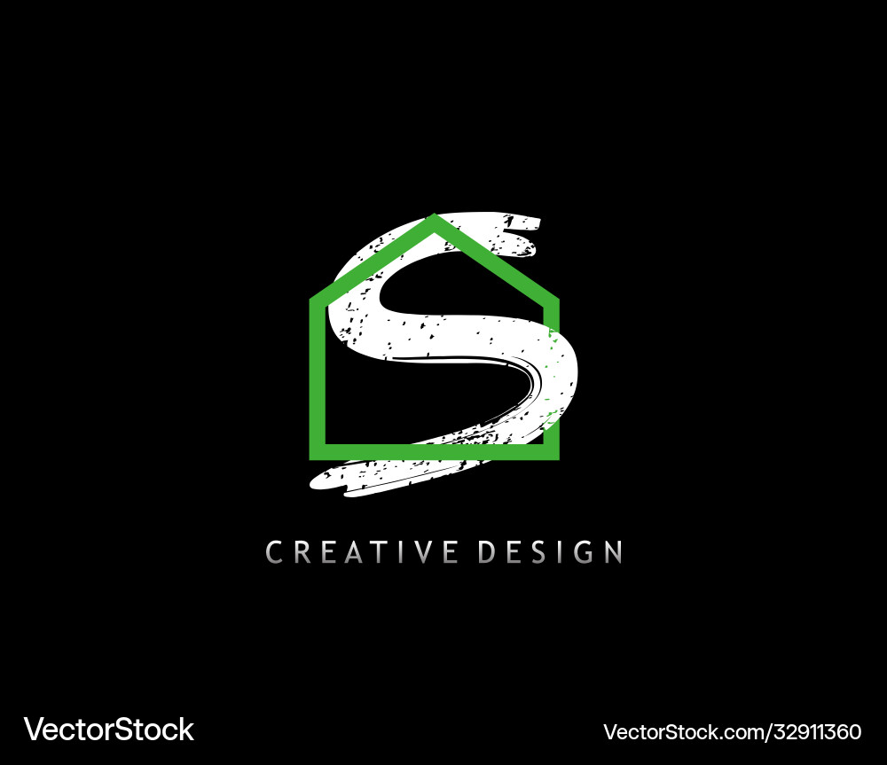 House s letter logo green shape interlock Vector Image