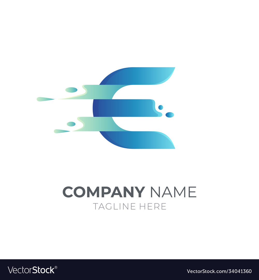 Letter e splash logo Royalty Free Vector Image