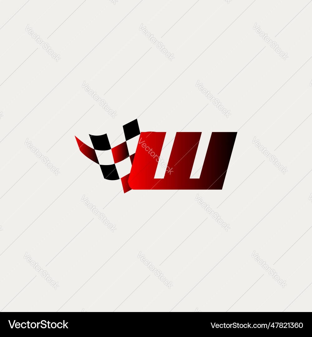 Letter w flag racing race design Royalty Free Vector Image