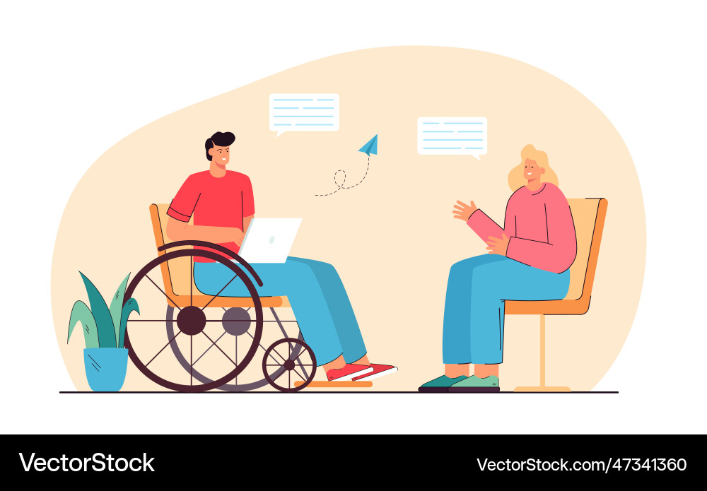 Man with disability communicating woman Royalty Free Vector