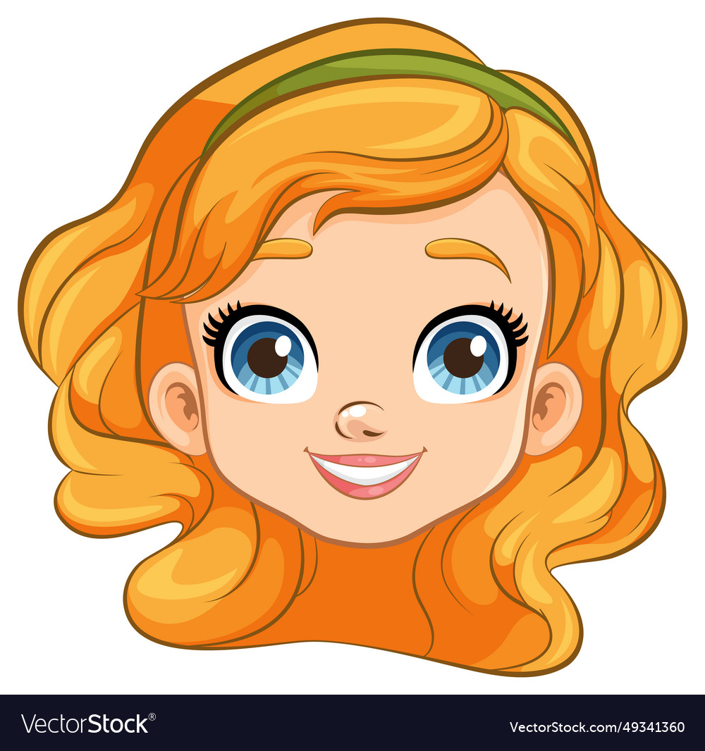 Smiling Cartoon Girl Face Royalty Free Vector Image