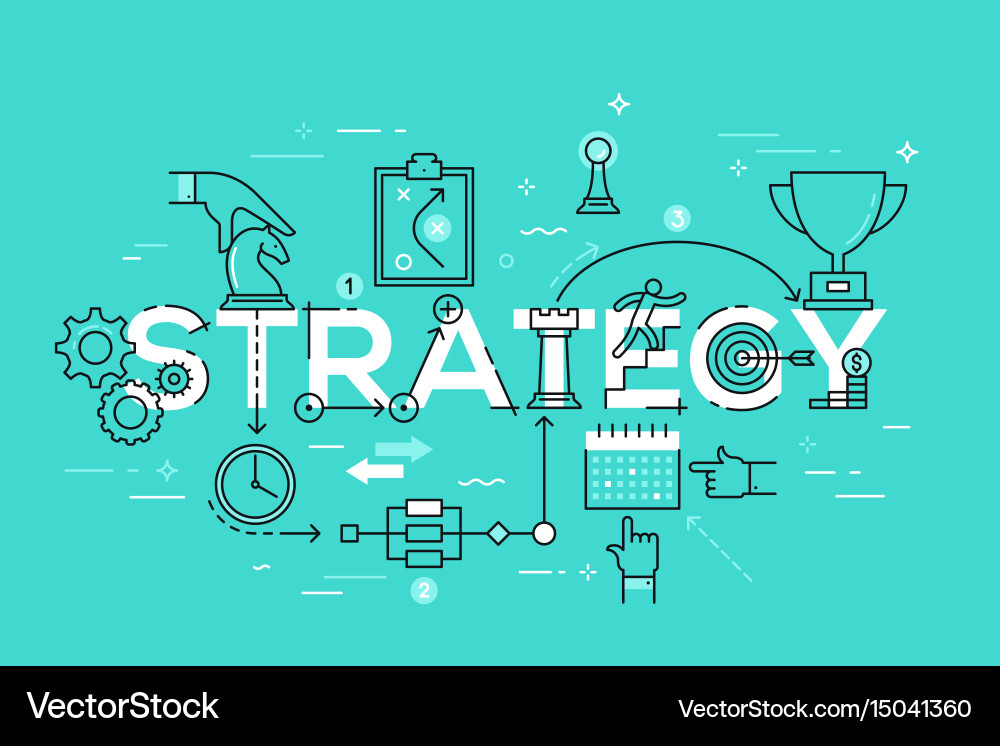 Thin line flat design banner of business Vector Image