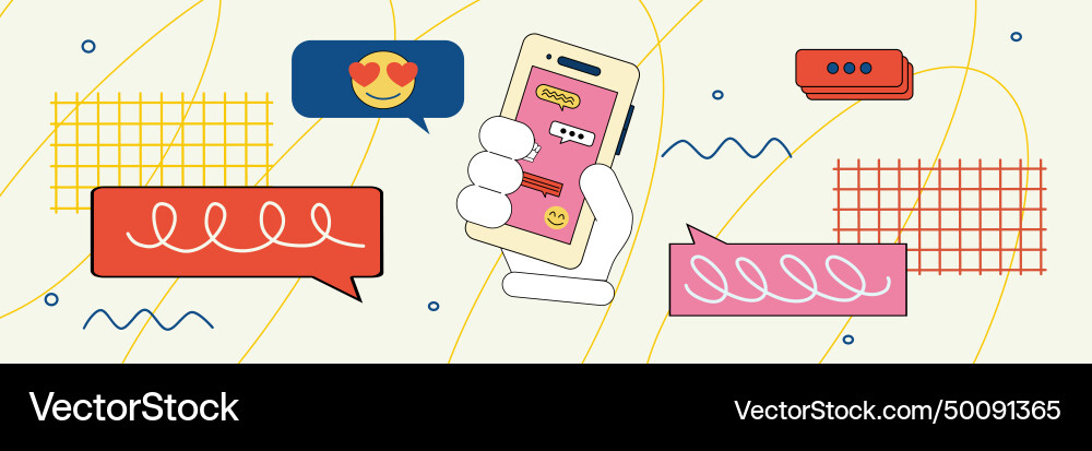 A set of talk bubble text chat box with emoji Vector Image