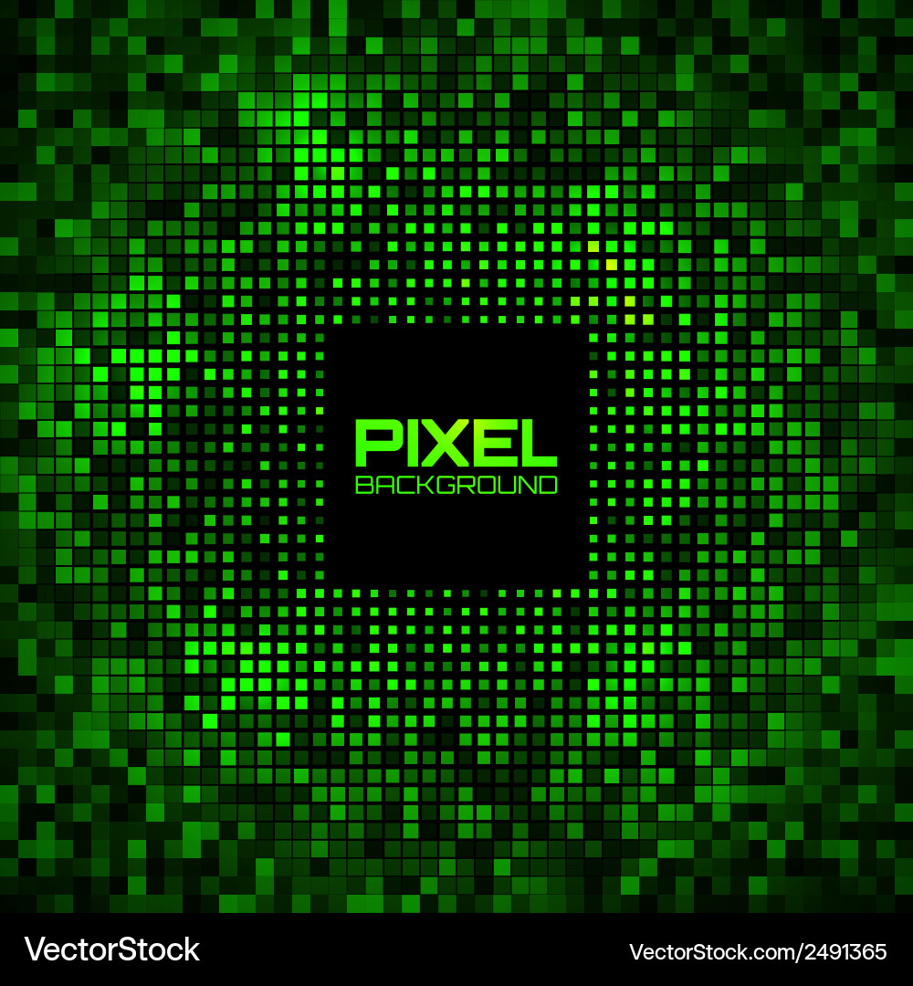 Abstract pixel green bright glow background Vector Image