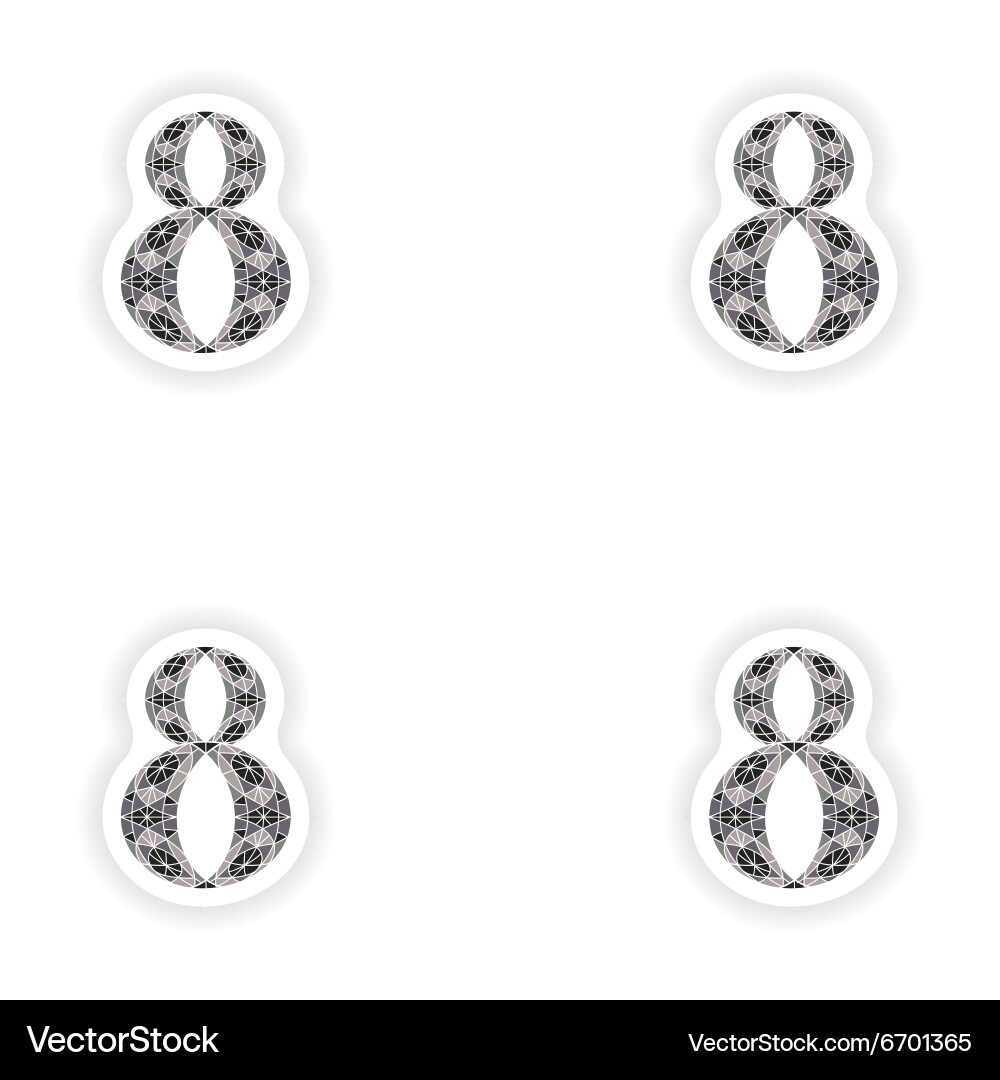 Assembly stickers low poly number 8 in gray mosaic