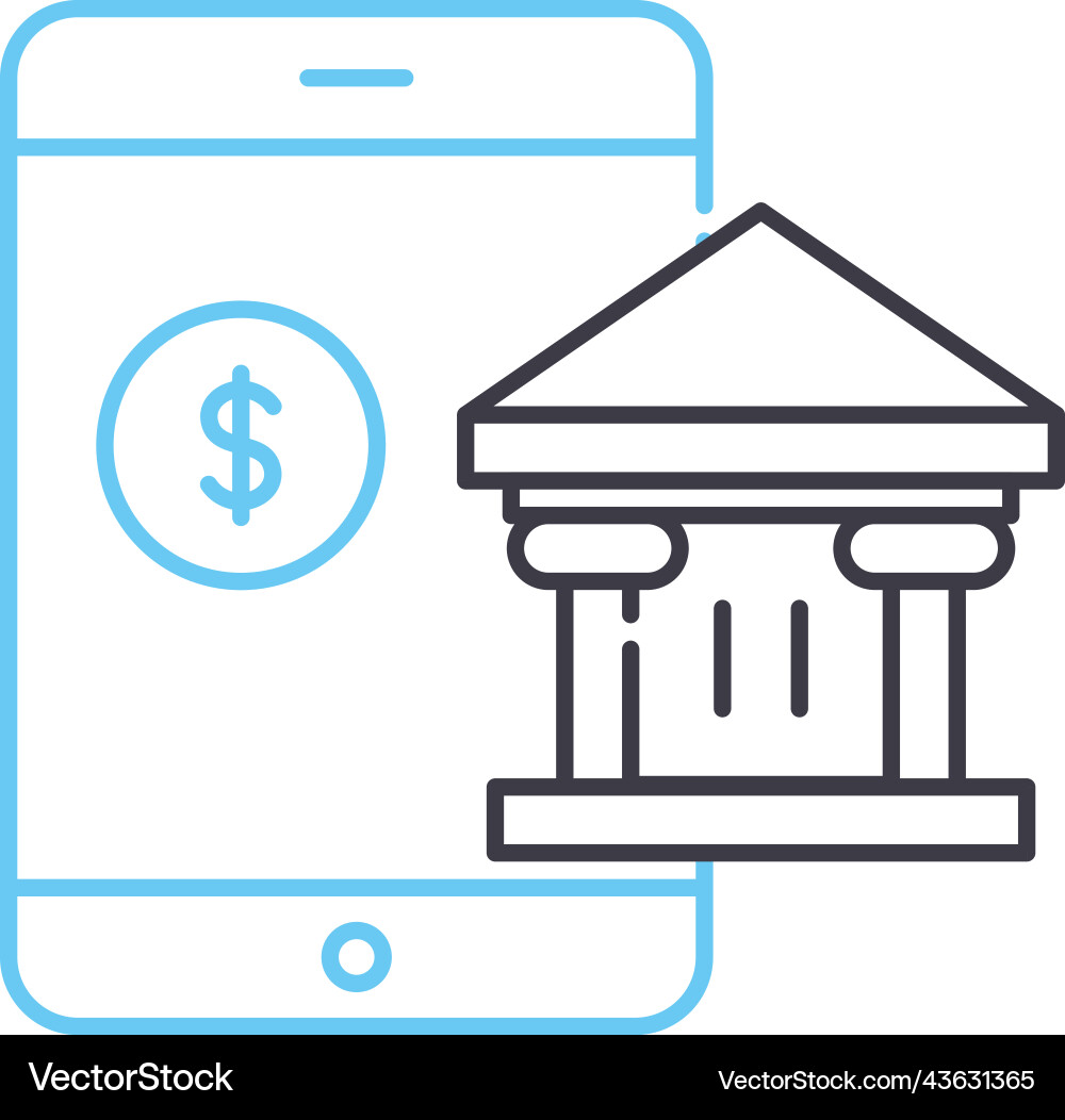 Banking app line icon outline symbol Royalty Free Vector