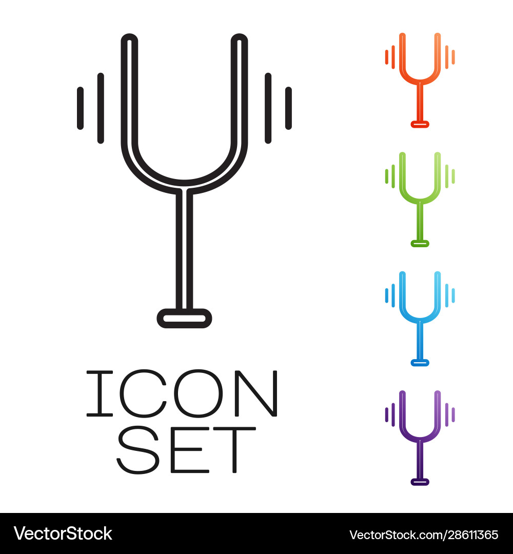 Black line musical tuning fork for tuning musical Vector Image