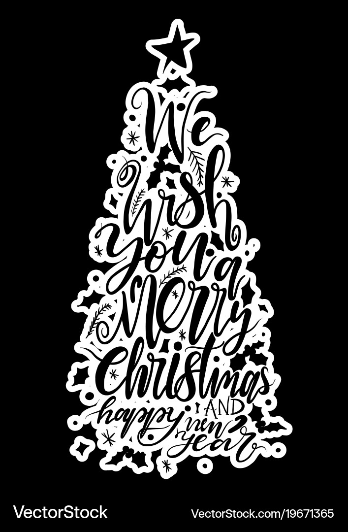 Calligraphy lettering of christmas tree Royalty Free Vector