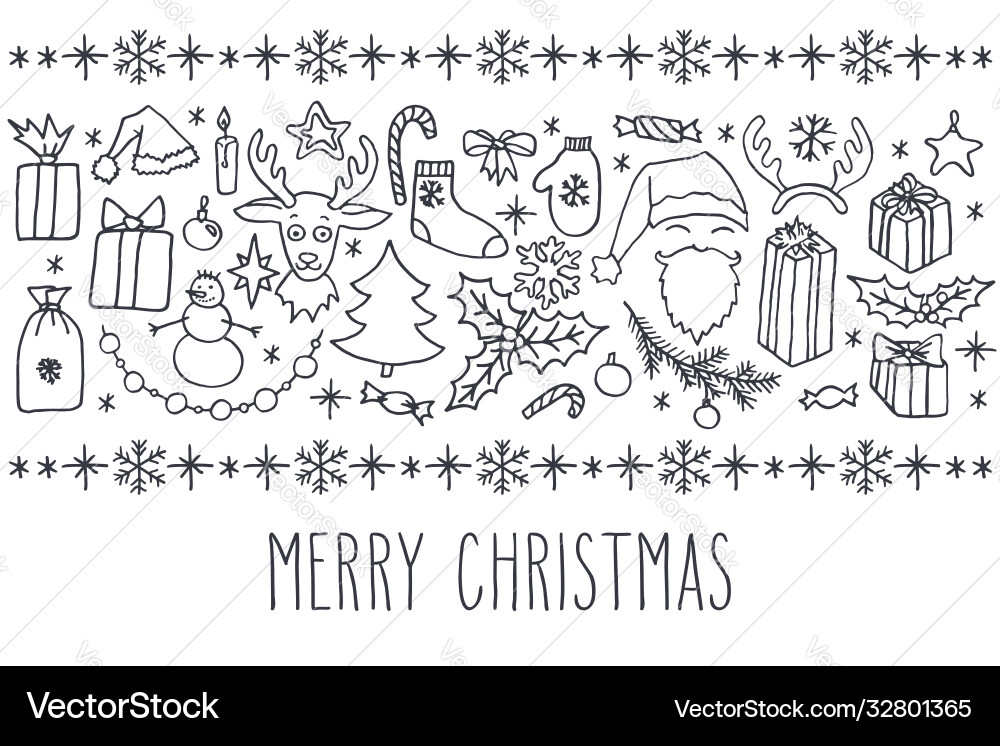 Christmas doodle greeting card Royalty Free Vector Image
