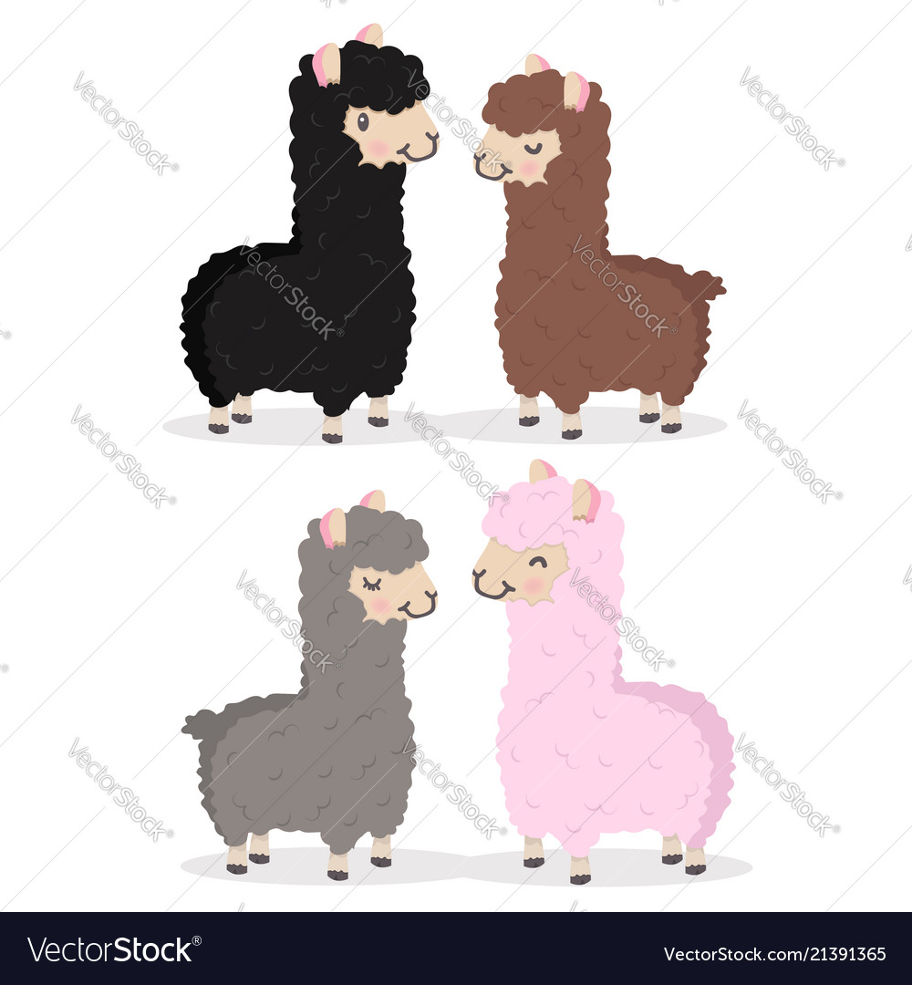 Cute alpaca couple Royalty Free Vector Image - VectorStock