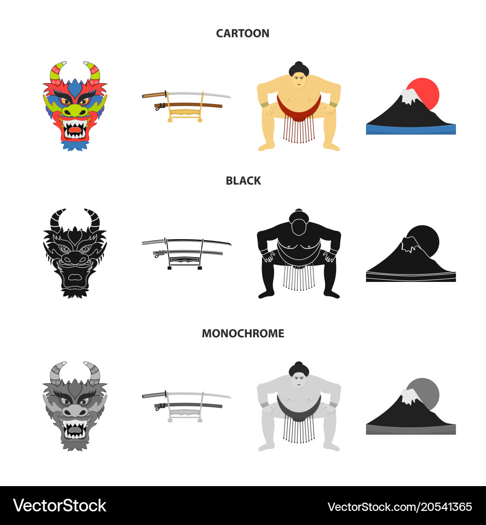 Dragon mask katano a man is sumo player Royalty Free Vector