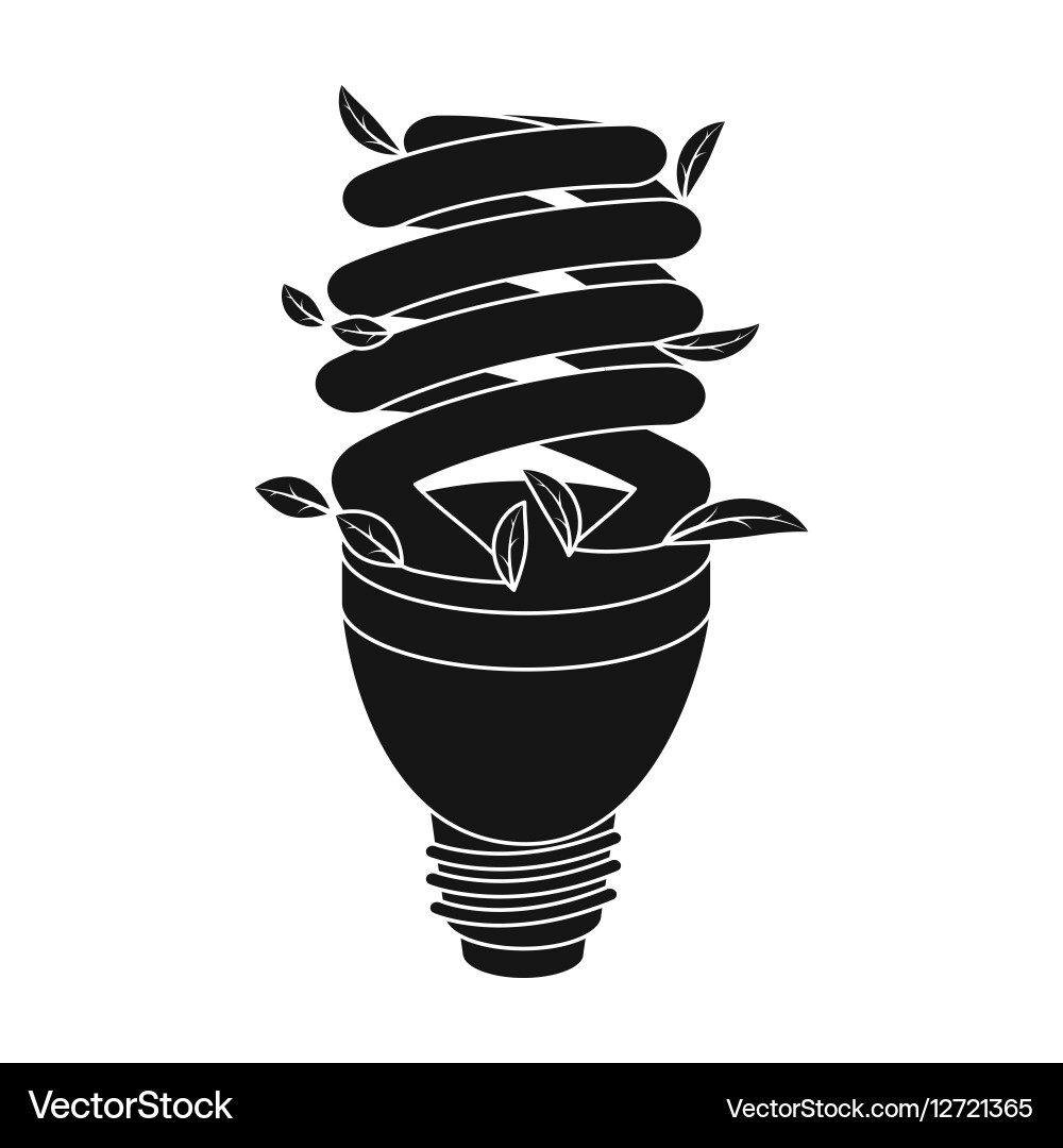 Ecological fluorescent lamp icon in black style Vector Image
