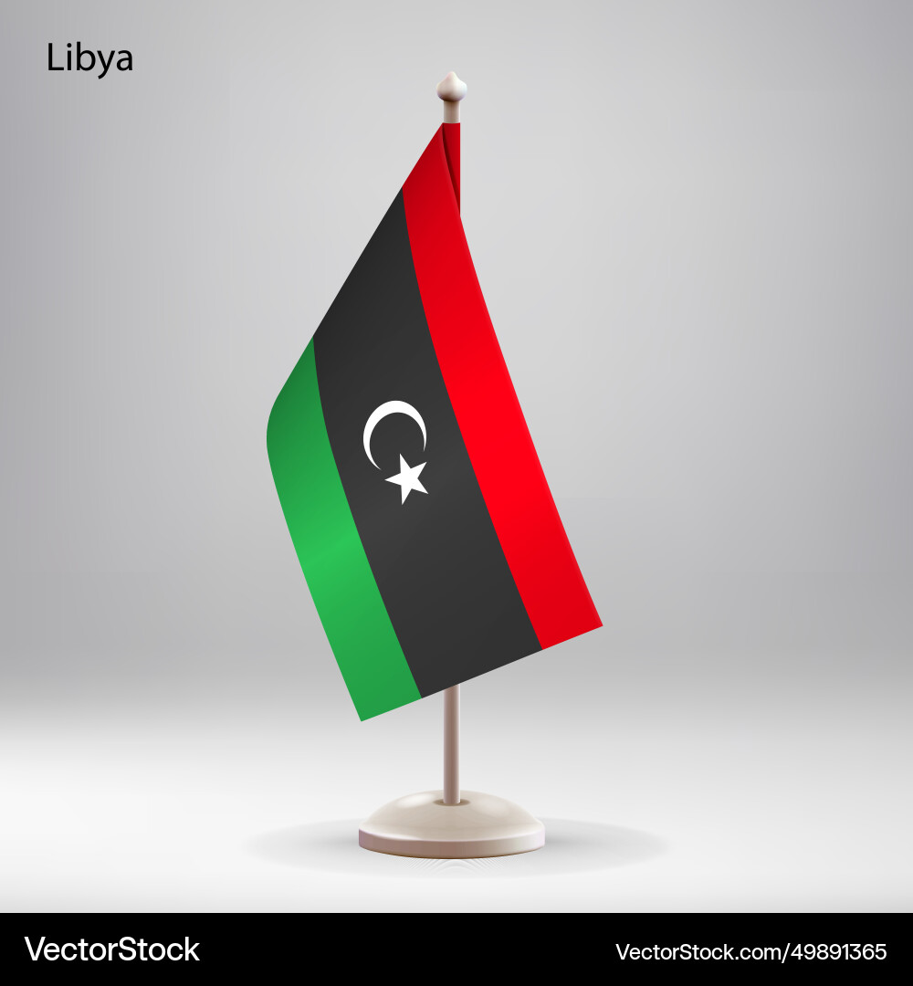 Flag of libya hanging on a stand Royalty Free Vector Image