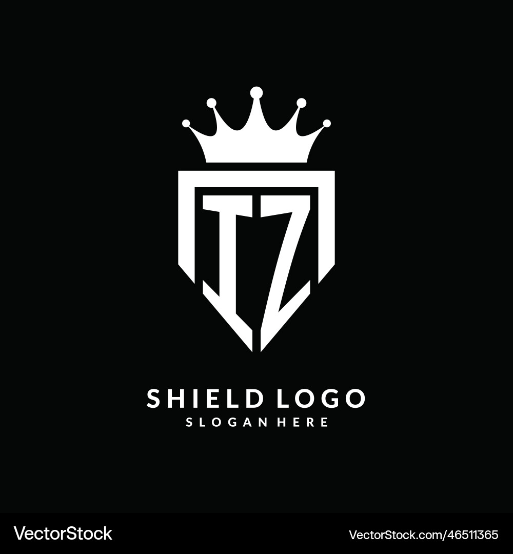 Letter iz logo monogram emblem style with crown Vector Image