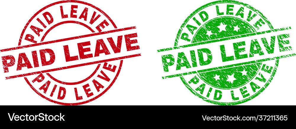 Paid leave round watermarks with scratched style Vector Image