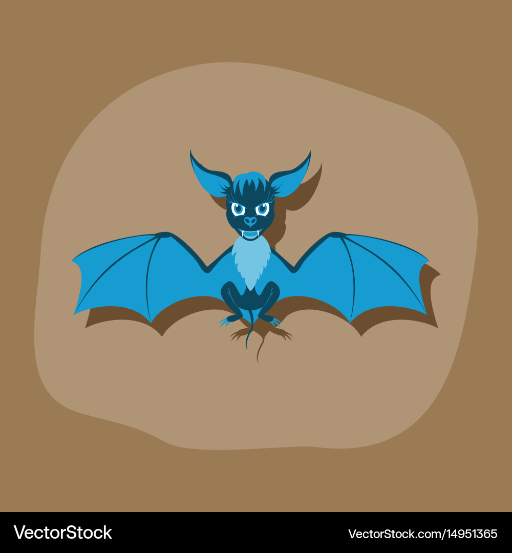 Paper sticker on stylish background cute bat Vector Image