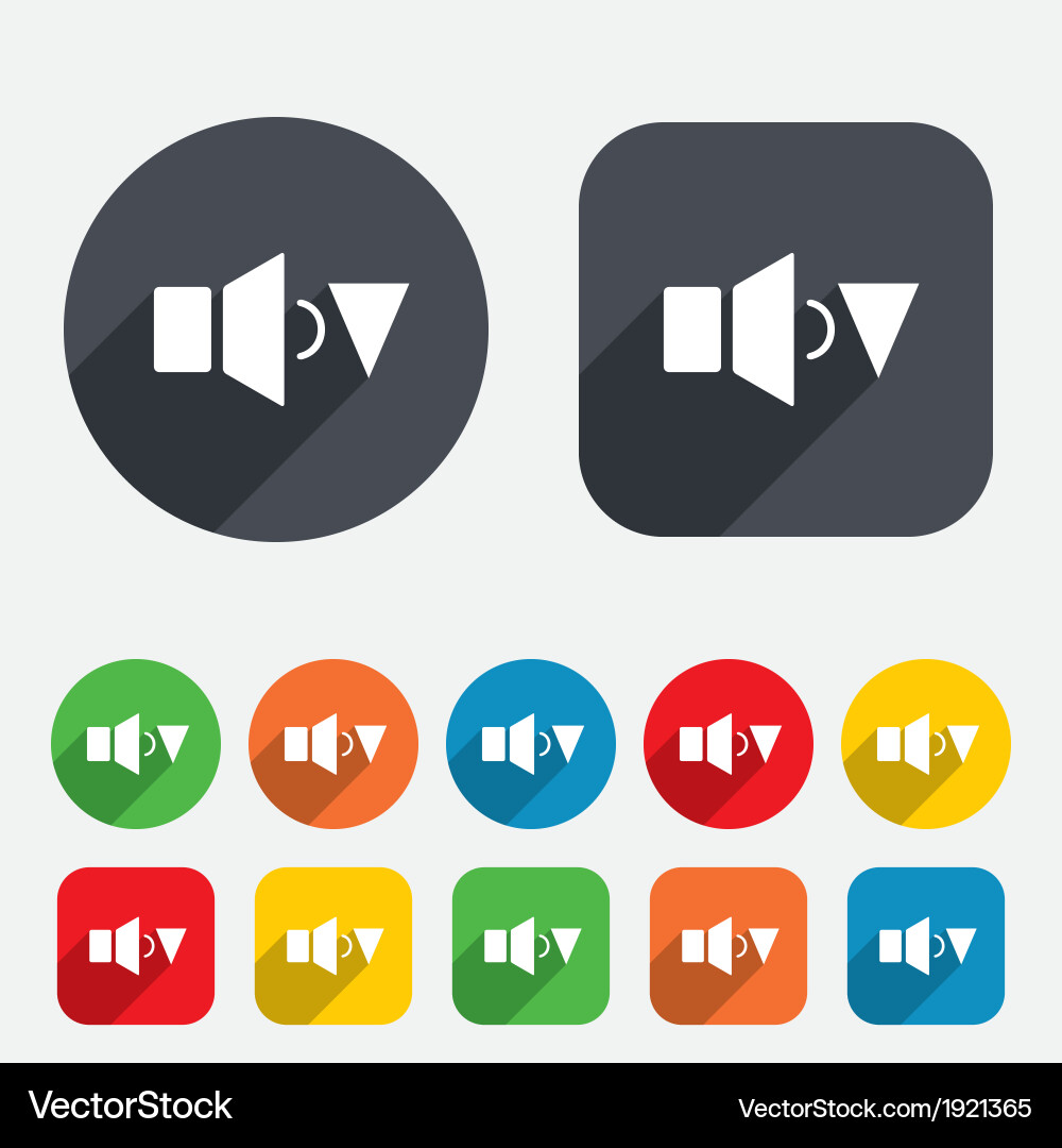 Speaker low volume sign icon sound symbol Vector Image