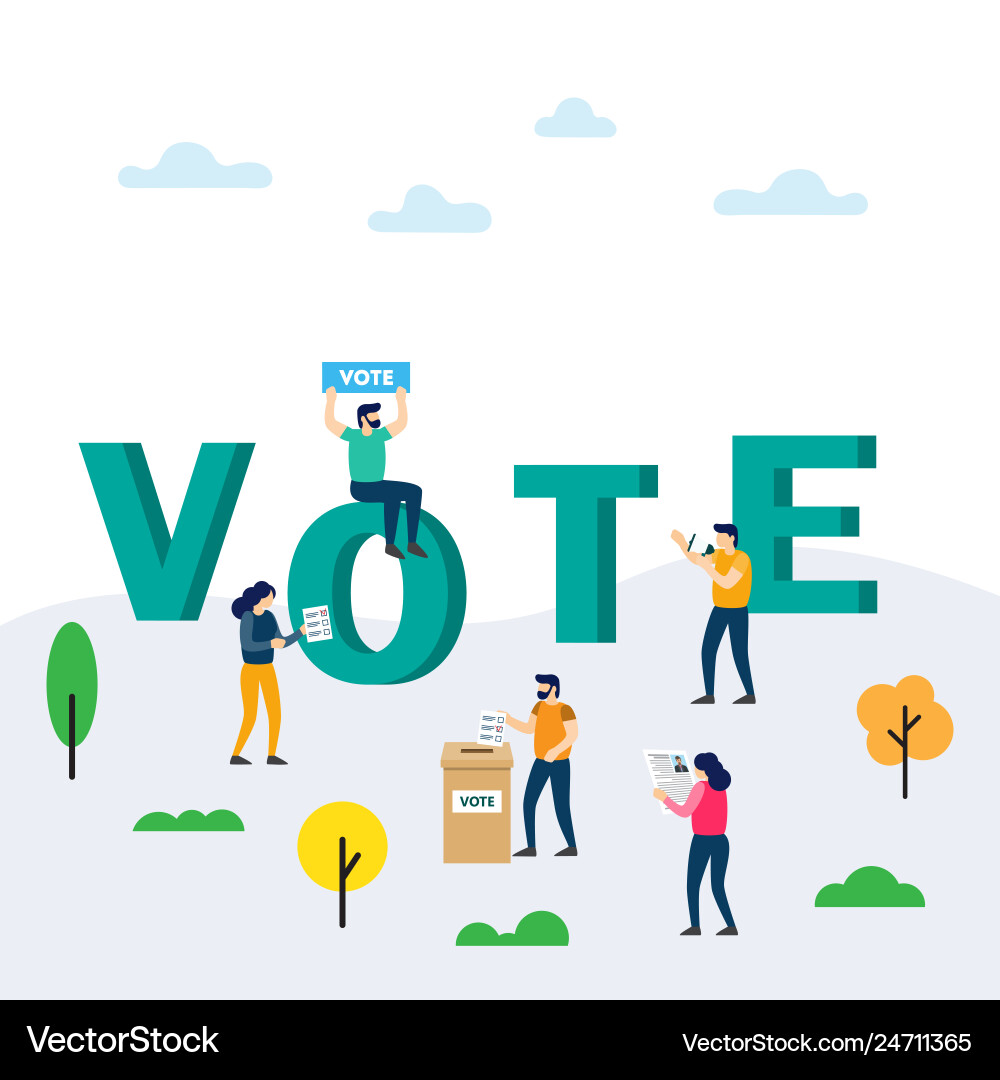 Voting and election concept voting box and voters Vector Image
