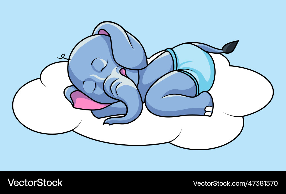 Baby elephant sleeping character cartoon Vector Image