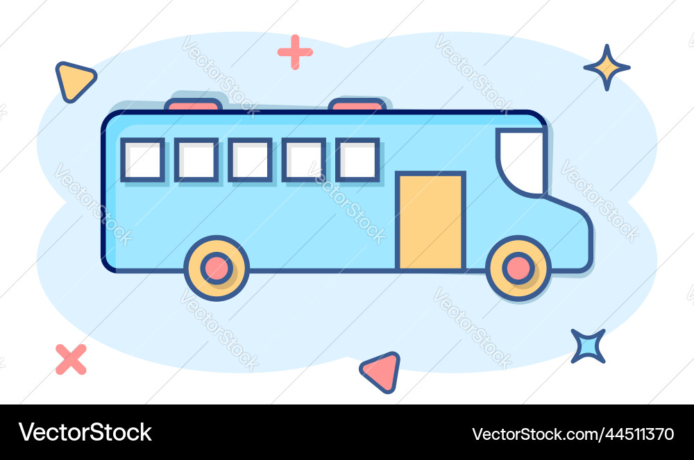 Bus icon in comic style coach cartoon on white Vector Image