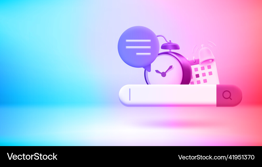 Business notifications with search bar 3d banner Vector Image