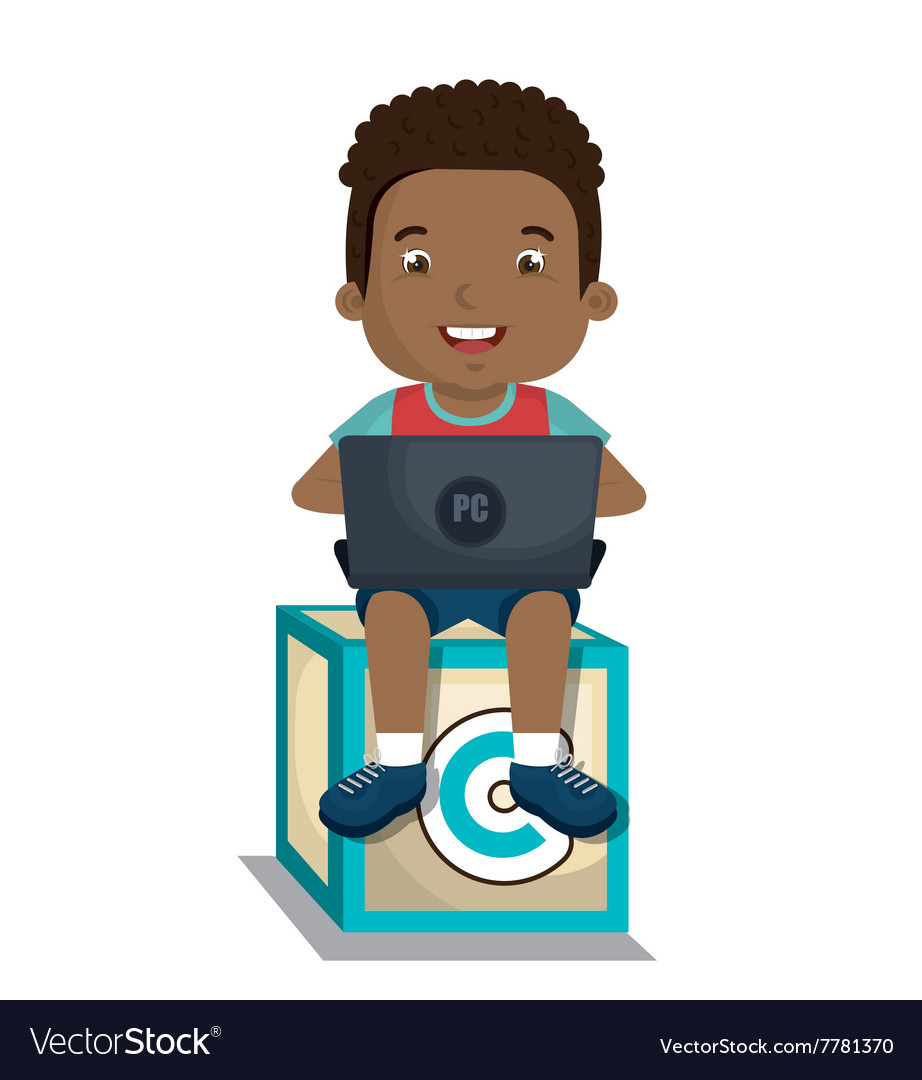 Children using computer design Royalty Free Vector Image