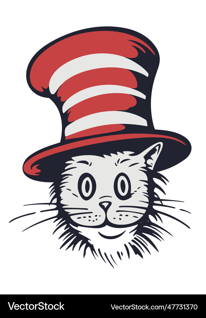 Dr seuss cat in the hat mustaches Royalty Free Vector Image