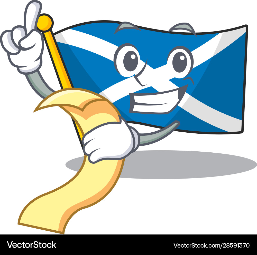 Flag scotland scroll cartoon character holding Vector Image