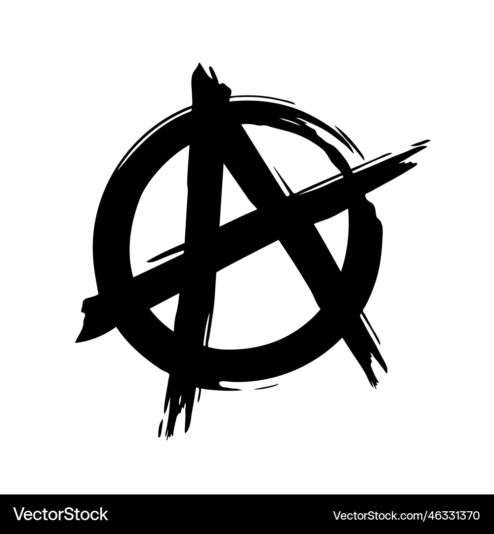 Grunge brush painted anarchy sign isolated Vector Image