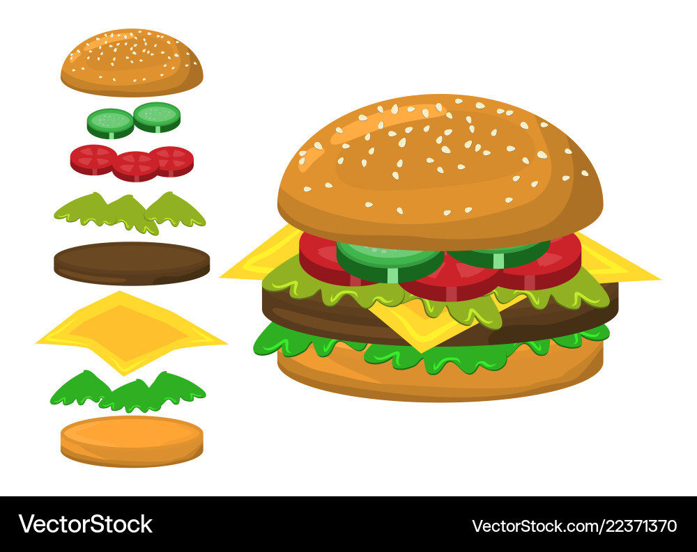 Hamburger parts symbol icon design Royalty Free Vector Image