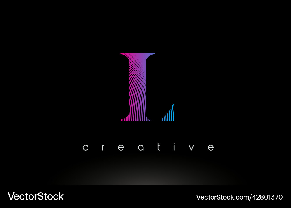 L logo design with multiple lines and purple blue Vector Image