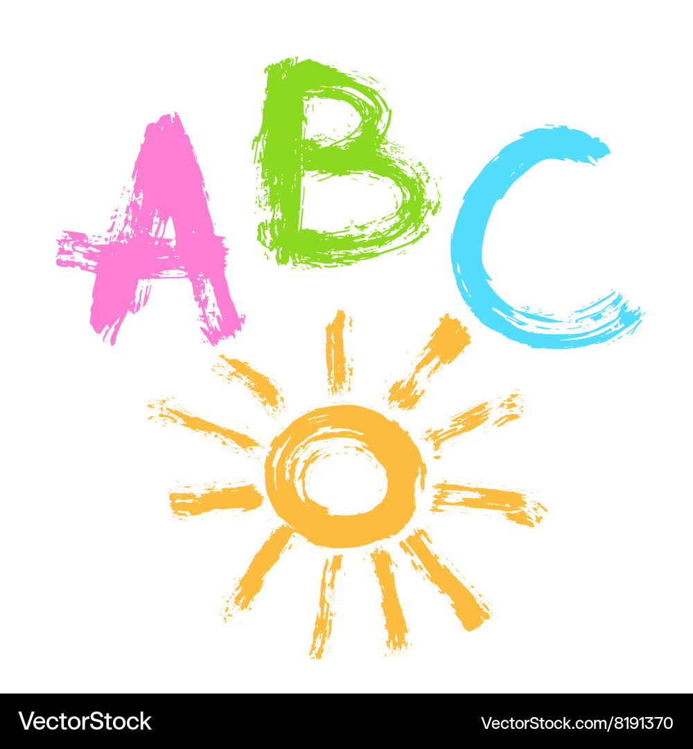 Pattern of letters abc and the sun hand drawn Vector Image