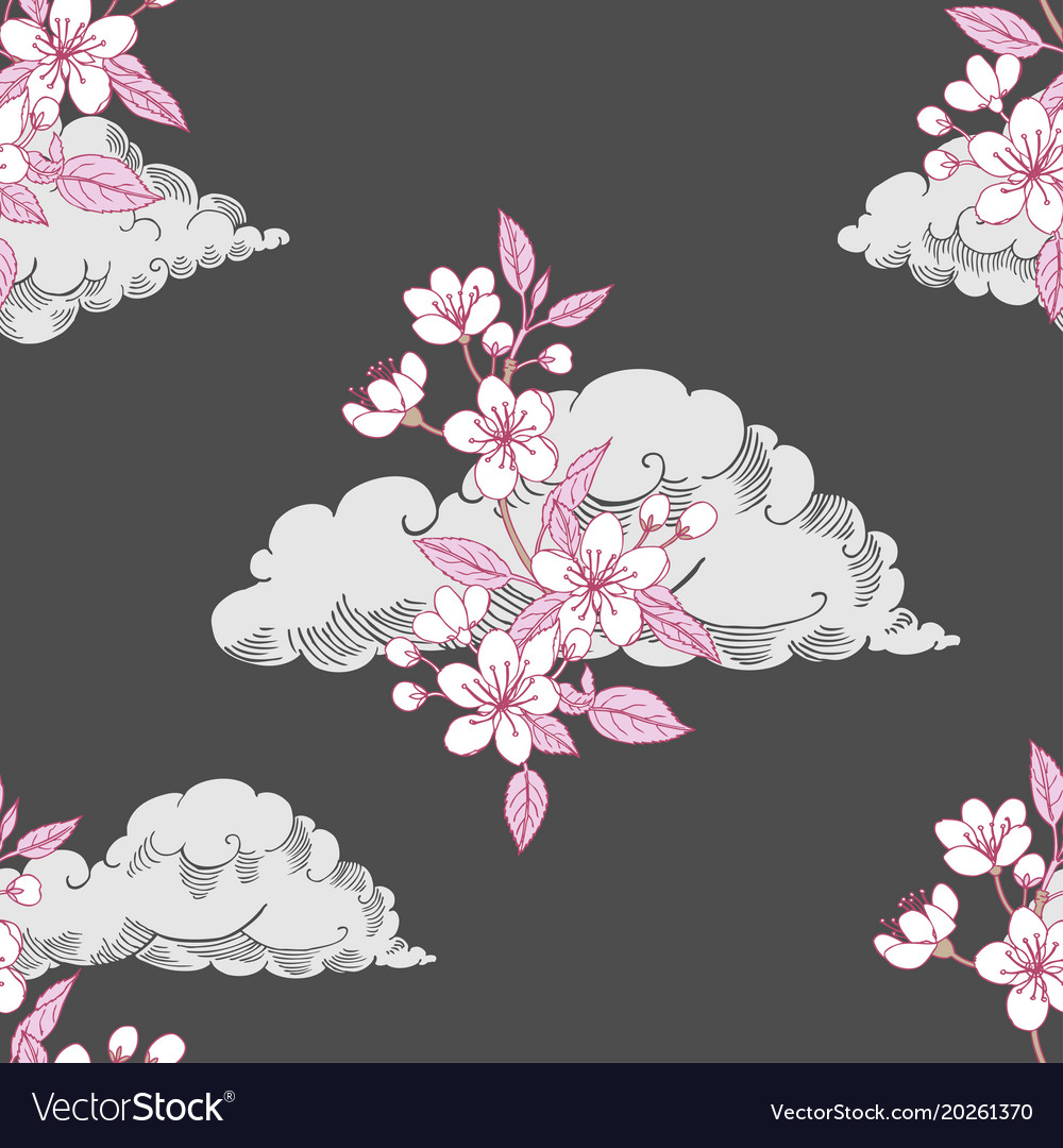 Seamless pattern with sakura Royalty Free Vector Image