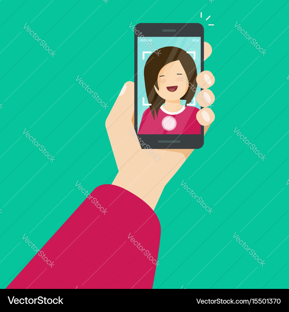 Selfie via smartphone making a photo yourself Vector Image