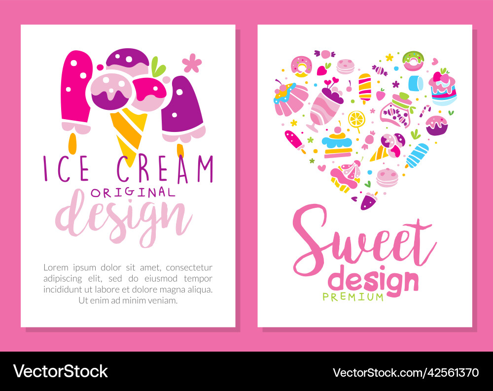 Sweets hand drawn design with cake and ice cream Vector Image