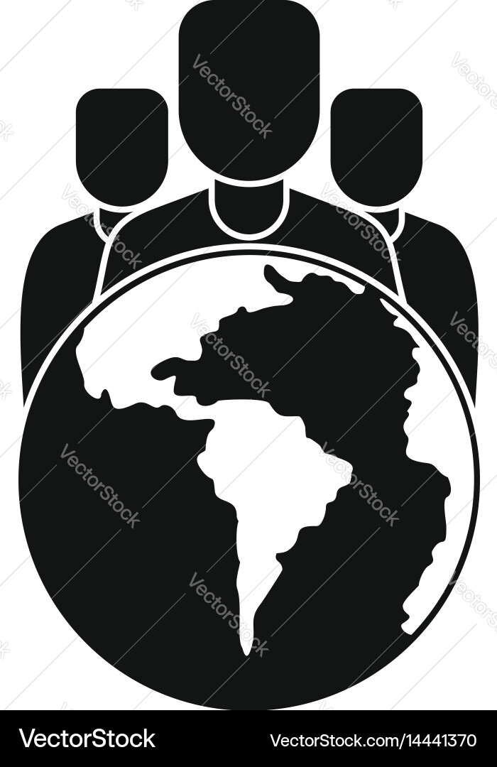 World planet and people icon simple style Vector Image