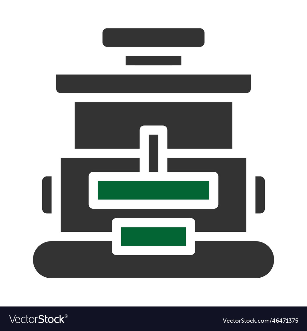 Backpack icon solid style grey green colour Vector Image