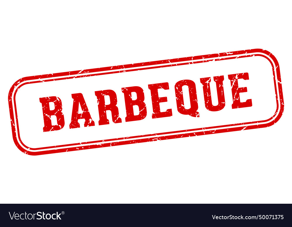 Barbecue stamp rectangular Royalty Free Vector Image