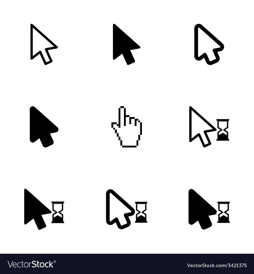 Black cursor icon set Royalty Free Vector Image