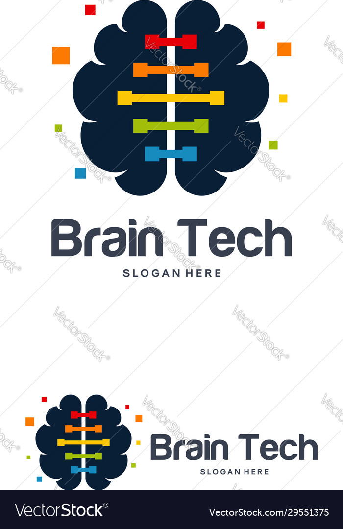 Brain tech logo designs mind technology Royalty Free Vector